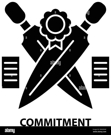 Commitment Icon Black Vector Sign With Editable Strokes Concept Illustration Stock Vector