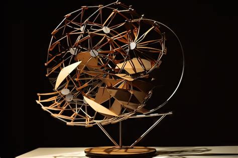 Premium Ai Image Kinetic Sculpture Of Interlocking Geometric Shapes In Motion Created With