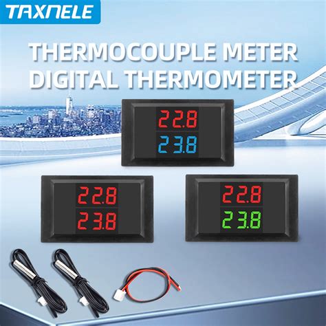 DC 4 28V Thermometer LED Display Dual Red Blue Digital Temperature Sensor Thermometer Temp