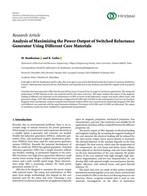 Pdf Analysis Of Maximizing The Power Output Of Switched Reluctance Generator Using Different