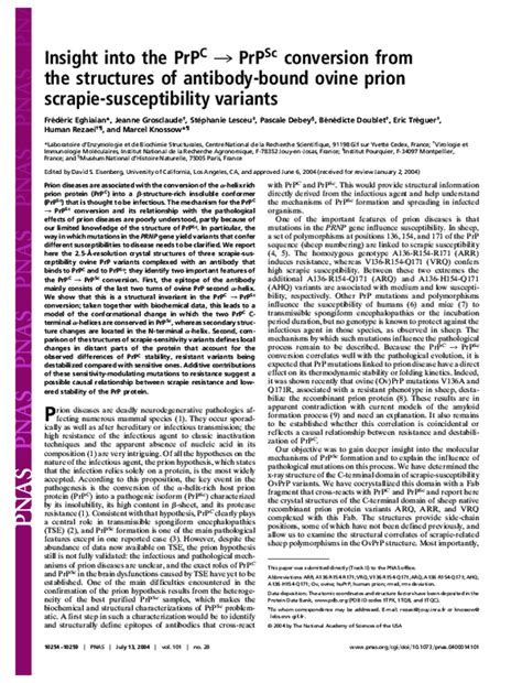 Pdf Insight Into The Prp C → Prp Sc Conversion From The Structures Of