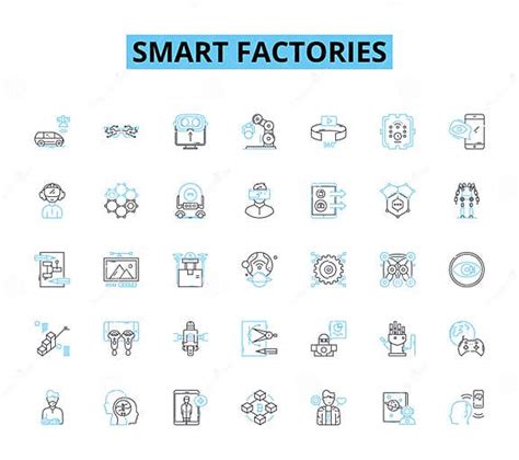 Smart Factories Linear Icons Set Automation Robotics Efficiency