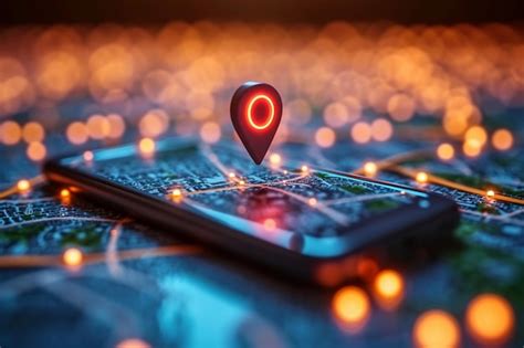 Premium AI Image Generative AI Smartphone GPS Icon On Map Depicting Traffic Road