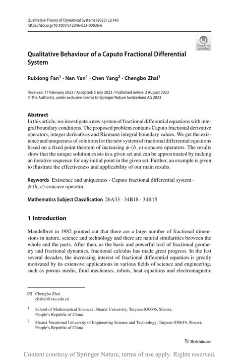 Qualitative Behaviour Of A Caputo Fractional Differential System