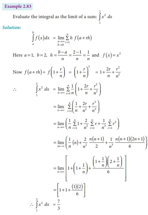 definite integral as the limit of a sum exercise and example solved
