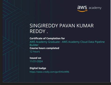 Aws Cloud Certification Gratitude Pavan Kumar Reddy Singireddy