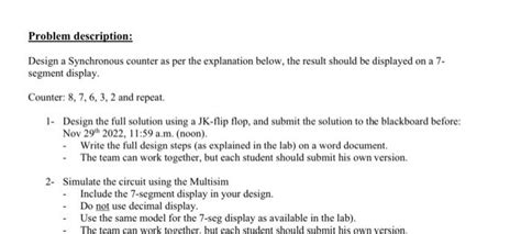 Solved Problem Description Design A Synchronous Counter As Chegg Com