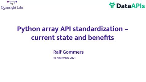 Python Array Api Standardization Current State And Benefits Pdf