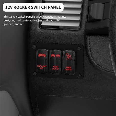 Daiertek Panel De Interruptor Basculante De 3 Bandas Barra De Luz Led De 12 V Panel De