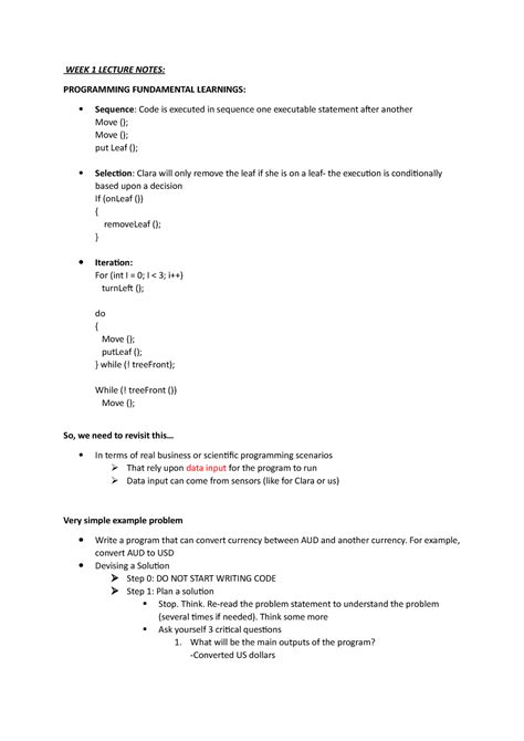 week 1 lecture notes week 1 lecture notes programming fundamental