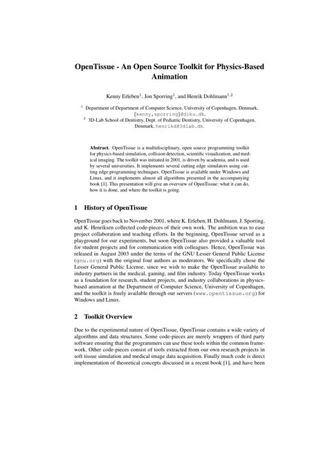 Pdf Opentissue An Open Source Toolkit For Physics Based Animation