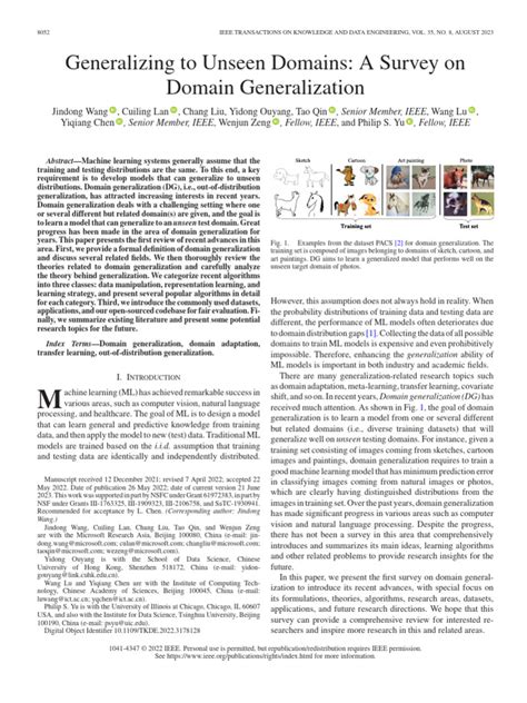 Generalizing To Unseen Domains A Survey On Domain Generalization Pdf