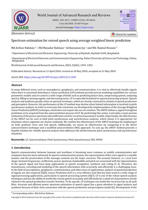 Pdf Spectrum Estimation For Voiced Speech Using Average Weighted