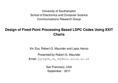 pdf design of fixed point processing based ldpc codes using exit charts