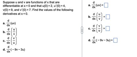 Solved Suppose U And V Are Functions Of X That Chegg