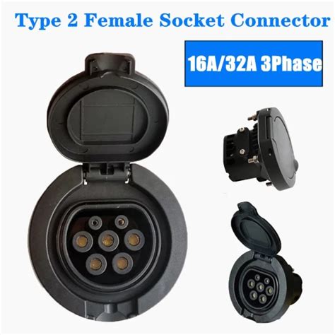 Ev Charging Socket Outlet Type 2 Socket Connector 4 Point Fixed