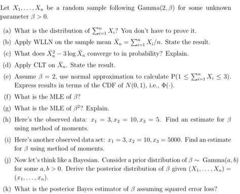Solved Let X1, . . . , Xn be a random sample following | Chegg.com