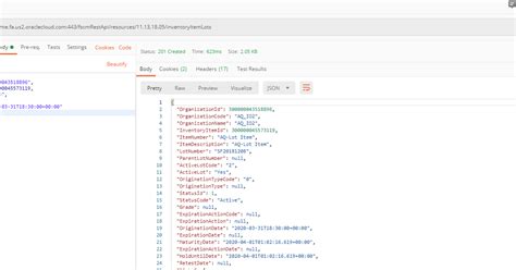 Creating Item Lots Using Rest Api In Oracle Fusion