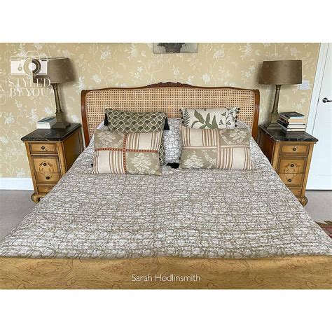 Chai Latte Block Print Bedspread Lightweight Quilted Block Printed