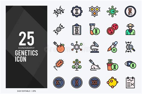25 Genetics Lineal Color Icon Pack Vector Illustration Stock Vector