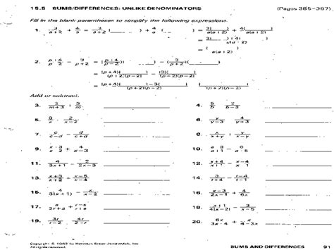 adding subtracting rational expressions worksheet printable calendars