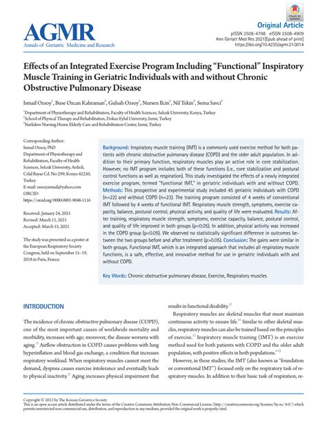 Pdf Effects Of An Integrated Exercise Program Including “functional” Inspiratory Muscle