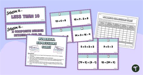 numerical expressions sort teach starter