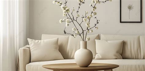 흰색 꽃이 담긴 꽃병이 거실의 나무 테이블에 놓여 있다 꽃병 설계 내부 배경 일러스트 및 사진 무료 다운로드 Pngtree