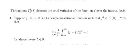 Solved Throughout Tabf Denotes The Total Variation Of The