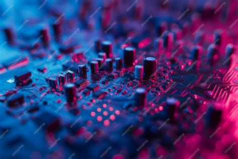 Futuristic Red And Blue Illuminated Circuit Board Technology Background Premium Ai Generated Image