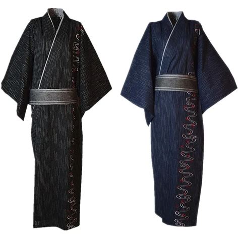 3pcset Kimono Suit Traditional Japanese Male Kimono With Obi Belt Men