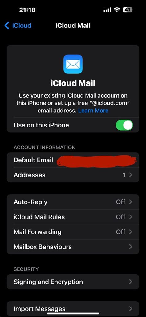 icloud mail default email r ios