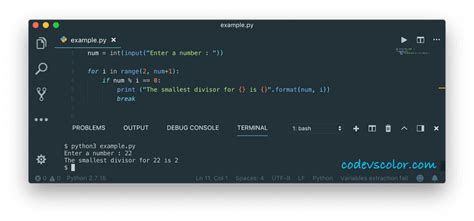 python program to find the smallest divisor of a number codevscolor