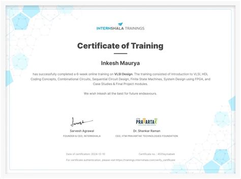 Proud To Share That Ive Completed A 6 Week Certification In Vlsi