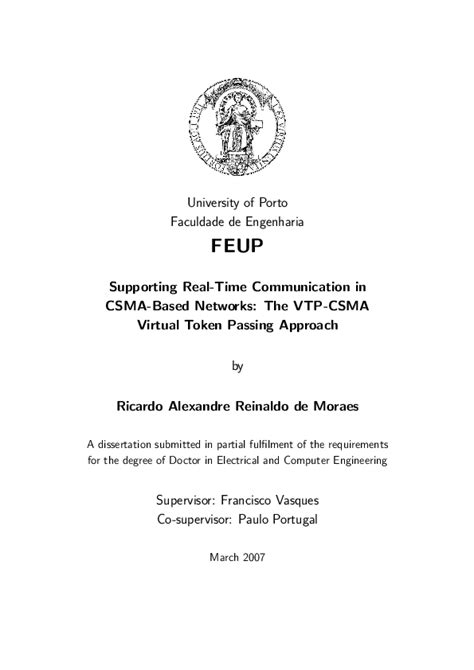 Pdf Supporting Real Time Communication In Csma Based Networks The Vtp Csma Virtual Token