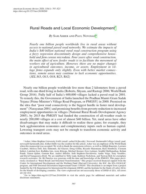 Asher Rural Roads Pdf Labour Economics Errors And Residuals