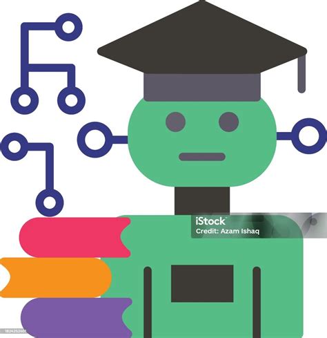 유연한 학습 Ai 시스템을 갖춘 로봇 어셈블리 벡터 아이콘 디자인 예측 모델링 또는 적응 제어 기호 인공 지능 기호 시연 개념에