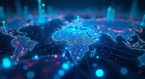 Global Connectivity Network With Digital World Map And Data Points Stock Illustration