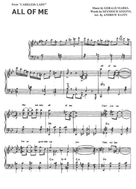 All Of Me Piano Sheet Music Free Printable Totally Free Printables