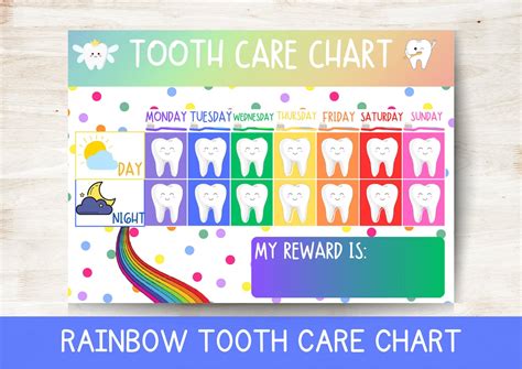 Tooth Brushing Chart Printable Teeth Care Schedule Daily Care Chart For