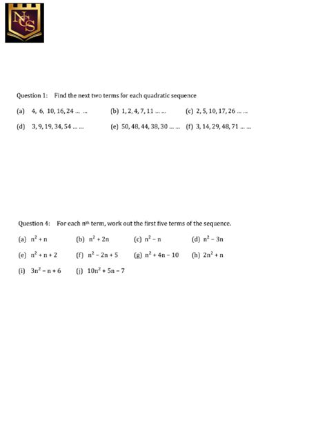 Quadratic Sequence[1] Pdf