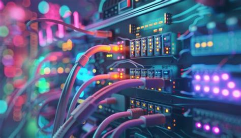 Visualize A Detailed 3d Rendering Featuring An Internet Network Switch