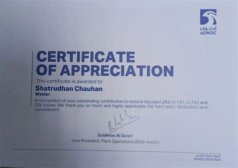 Shatrudhan Chauhan On Linkedin Im Happy Today Adnoc Certificate Awarded