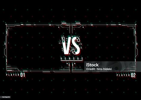 Hud 요소와 대 화면 디자인 두 전투기의 발표 전투 배너 일치 대 문자 경쟁 대결 미래 지향적 인 디자인 개념에 대한 스톡