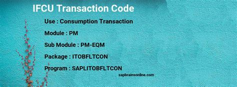 IFCU SAP Tcode For Consumption Transaction