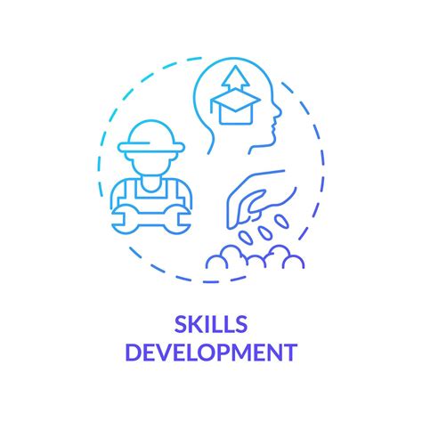 Skills Development Blue Gradient Concept Icon Growing Plants Harvesting Crop Operating