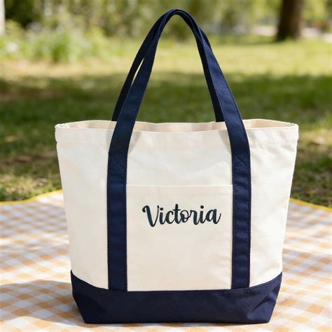 Personalized Embroidered Canvas Tote Bag Custom Initial Tote Etsy