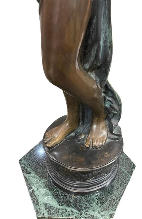 Pair Of Neoclassical Patinated Bronze Nymphs Sculptures Torchere Lamps