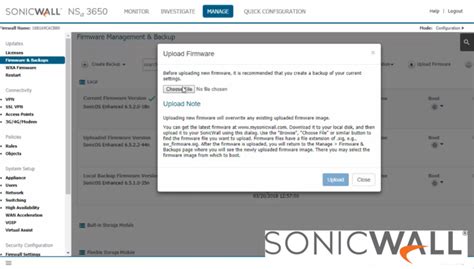 sonicwall how to update the firewall firmware