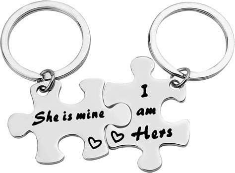 baipilu lesbian couples keychain set i am hers she is